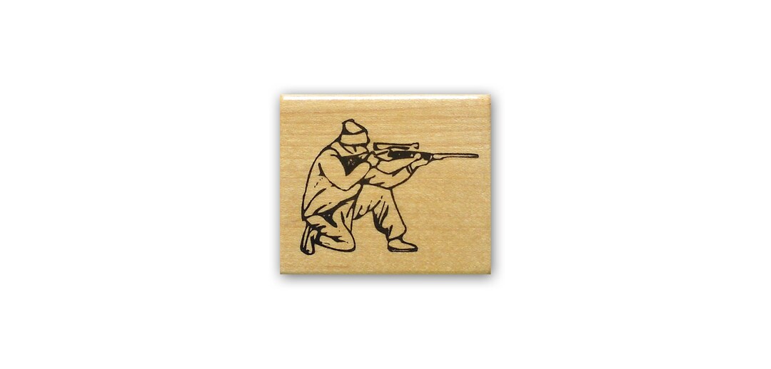 Hunter Kneeling Mounted Rubber Stamp - Man Shooting Rifle #14 - Etsy