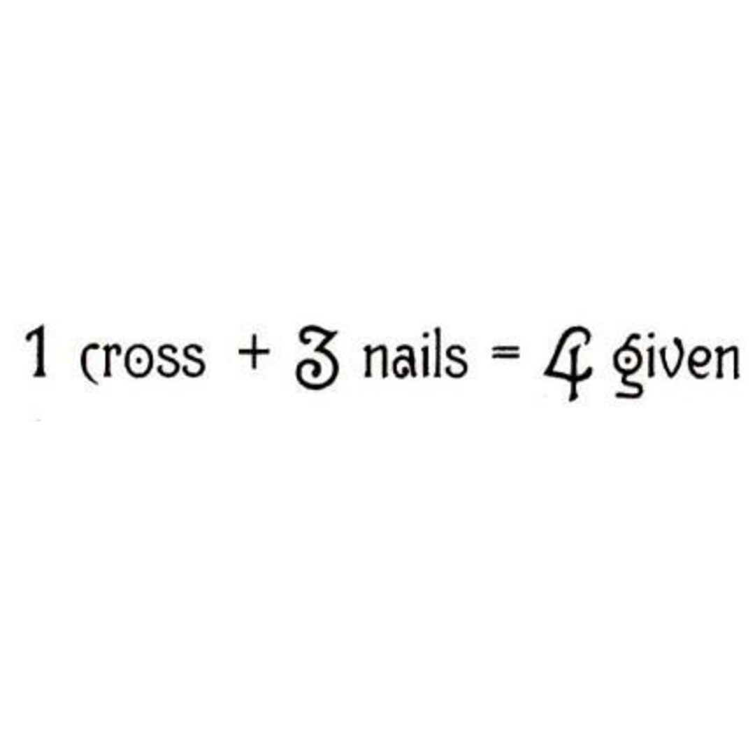 1 CROSS Plus 3 NAILS Equals 4 GIVEN Christian Unmounted Rubber Stamp ...