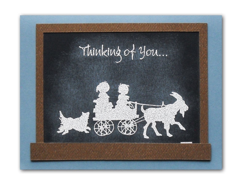 Children in Goat Cart Mounted Rubber Stamp Silhouette | Etsy