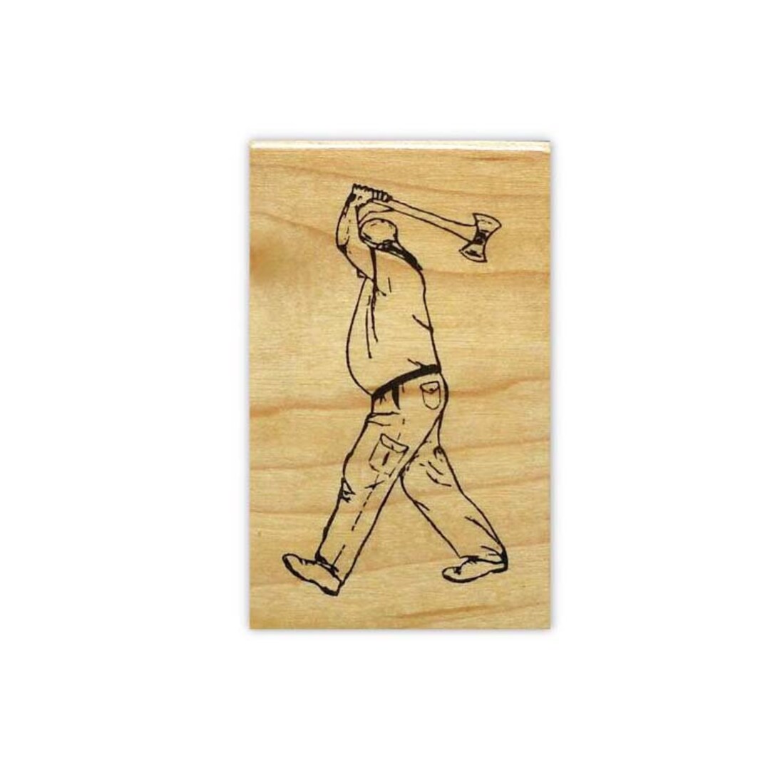 Axe Thrower Mounted Rubber Stamp - 2 Sizes - Lumberjack #15 - Etsy