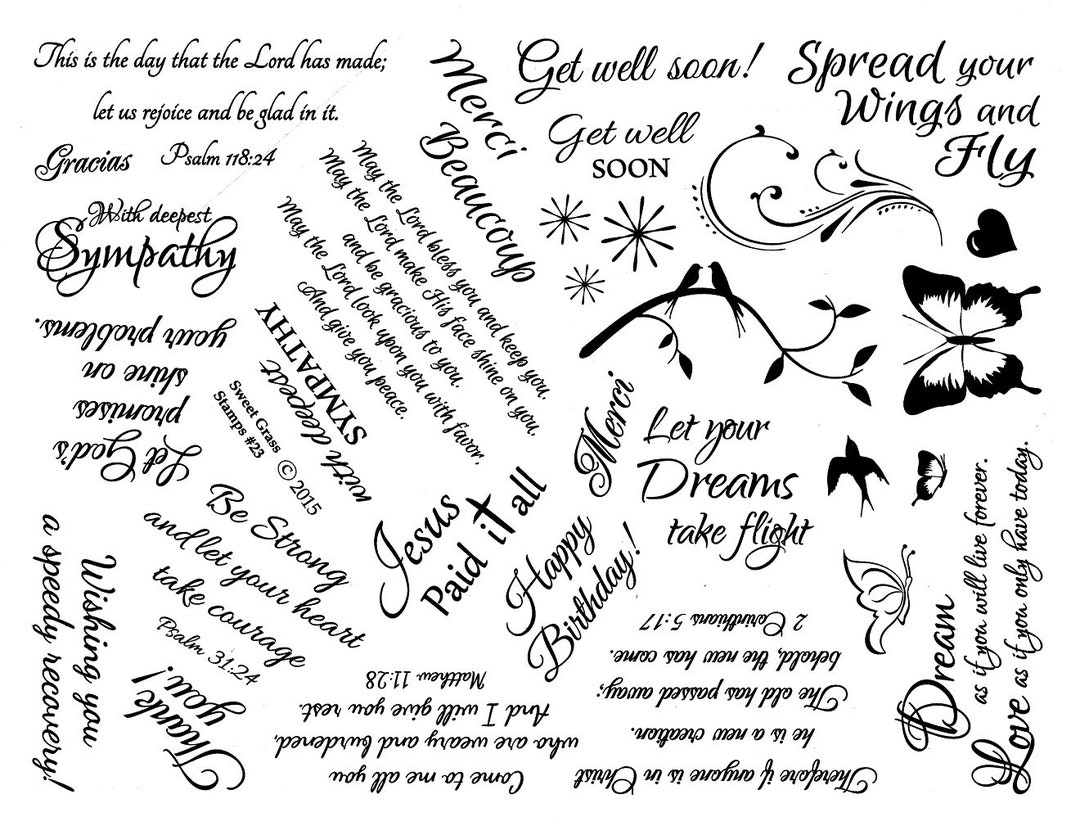 Bible Verses and Greetings Rubber Stamp Sheet 8 1/2 X 11 Unmounted ...