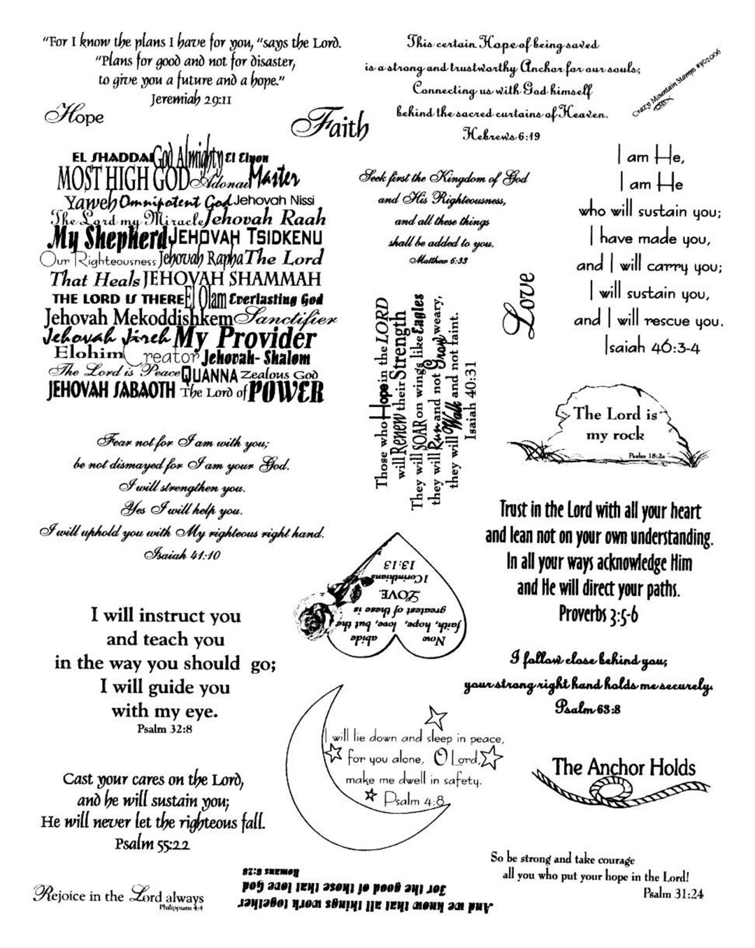 Scriptures Rubber Stamp Sheet 8 1/2 X 11, Christian, Religious, Crazy ...