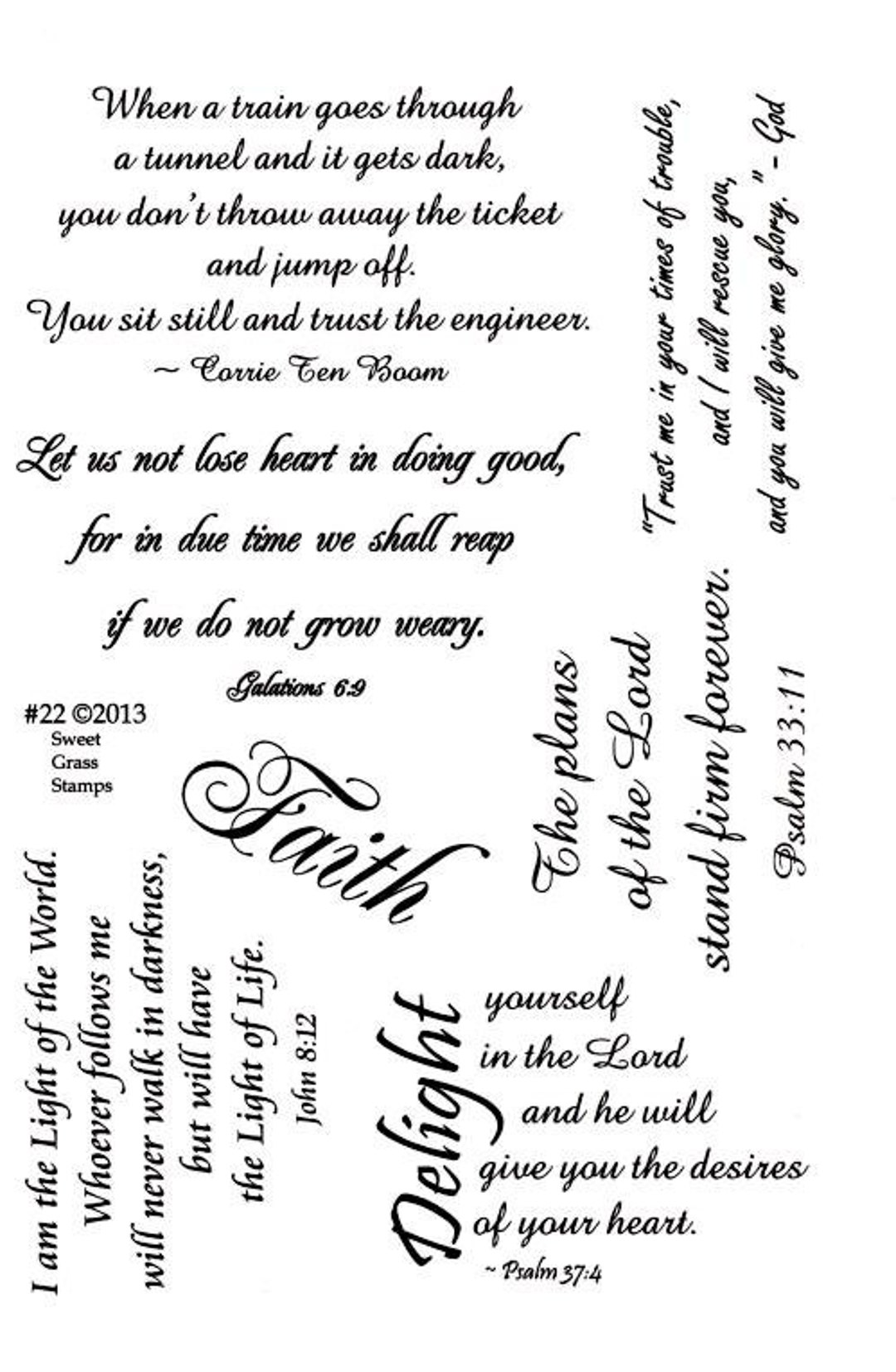 Christian Bible Verses 8" X 5" Unmounted Rubber Stamp Sheet ...