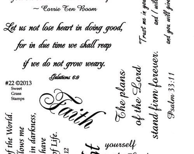 Christian Bible Verses 8" X 5" Unmounted Rubber Stamp Sheet ...