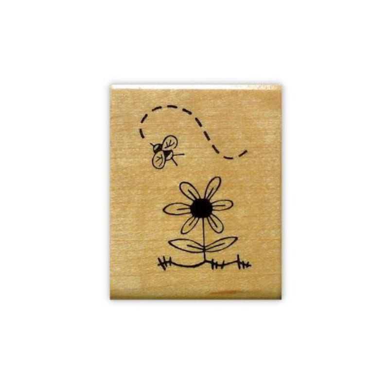 Cute Bee and Flower Mounted Rubber Stamp Summer 9 | Etsy