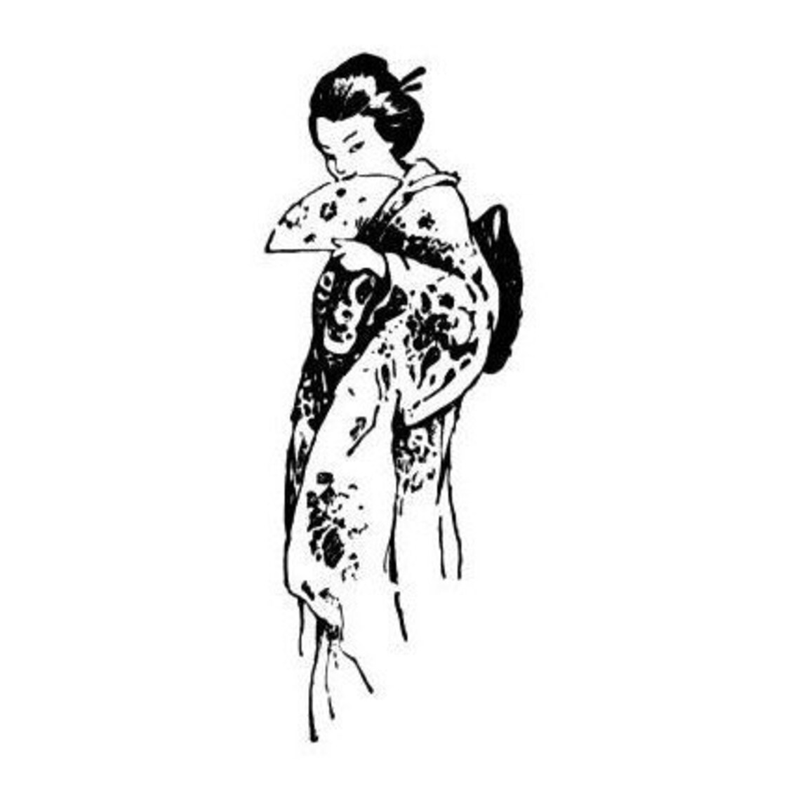 Coy GEISHA Mounted Rubber Stamp Japanese Lady Entertainer - Etsy