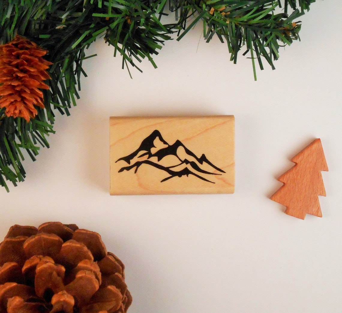 Mountains Mounted Rubber Stamp - Mountain Range Peaks, Landscape ...