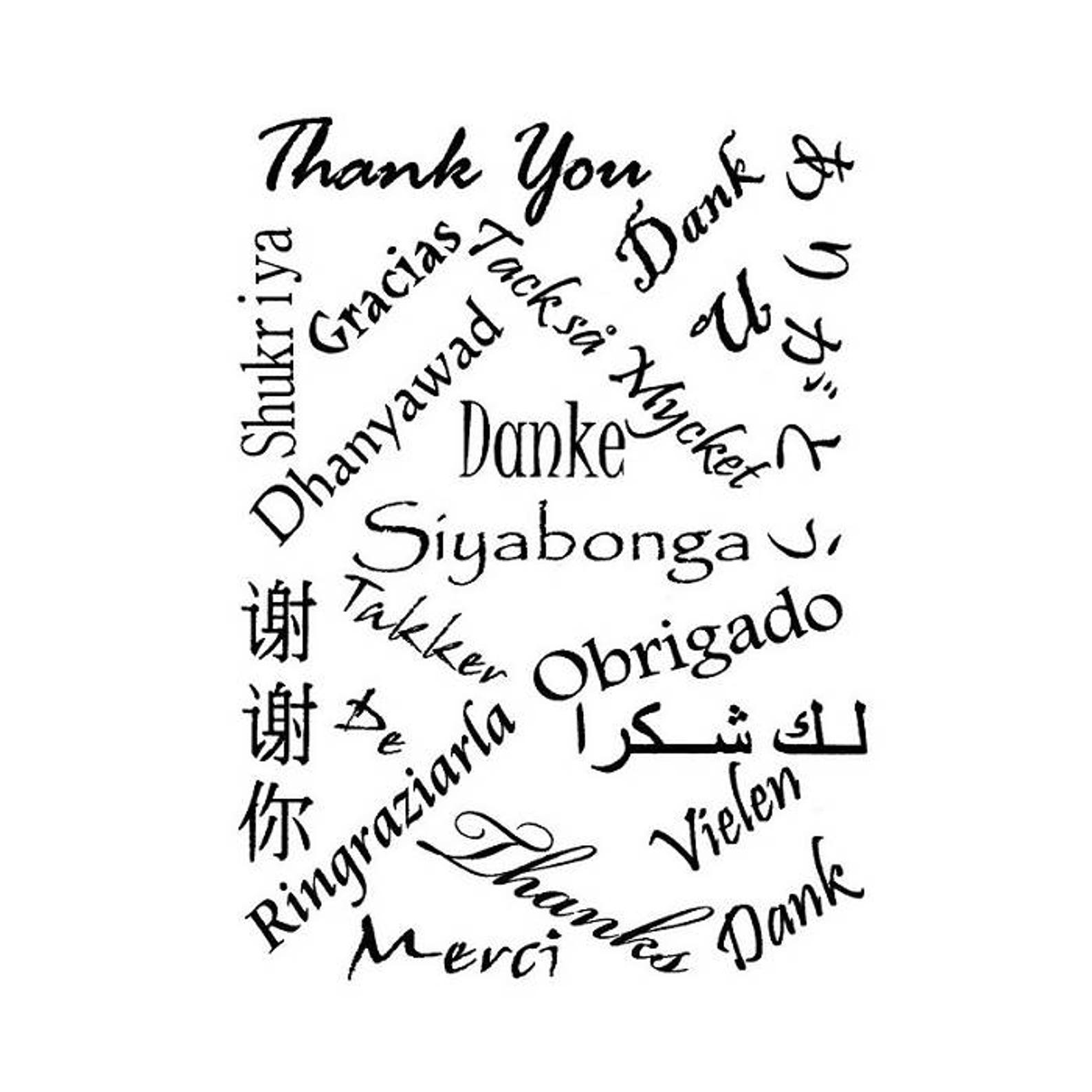 Thank You in Many Foreign Languages Unmounted Rubber Stamp, Thanks ...