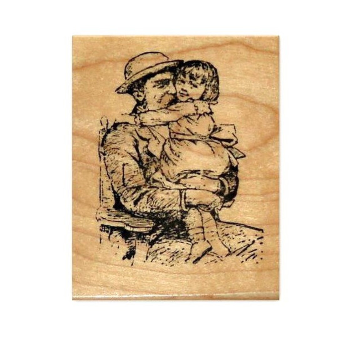 Father's Love Rubber Stamp Mounted - Grandpa and Girl - Old Fashioned ...
