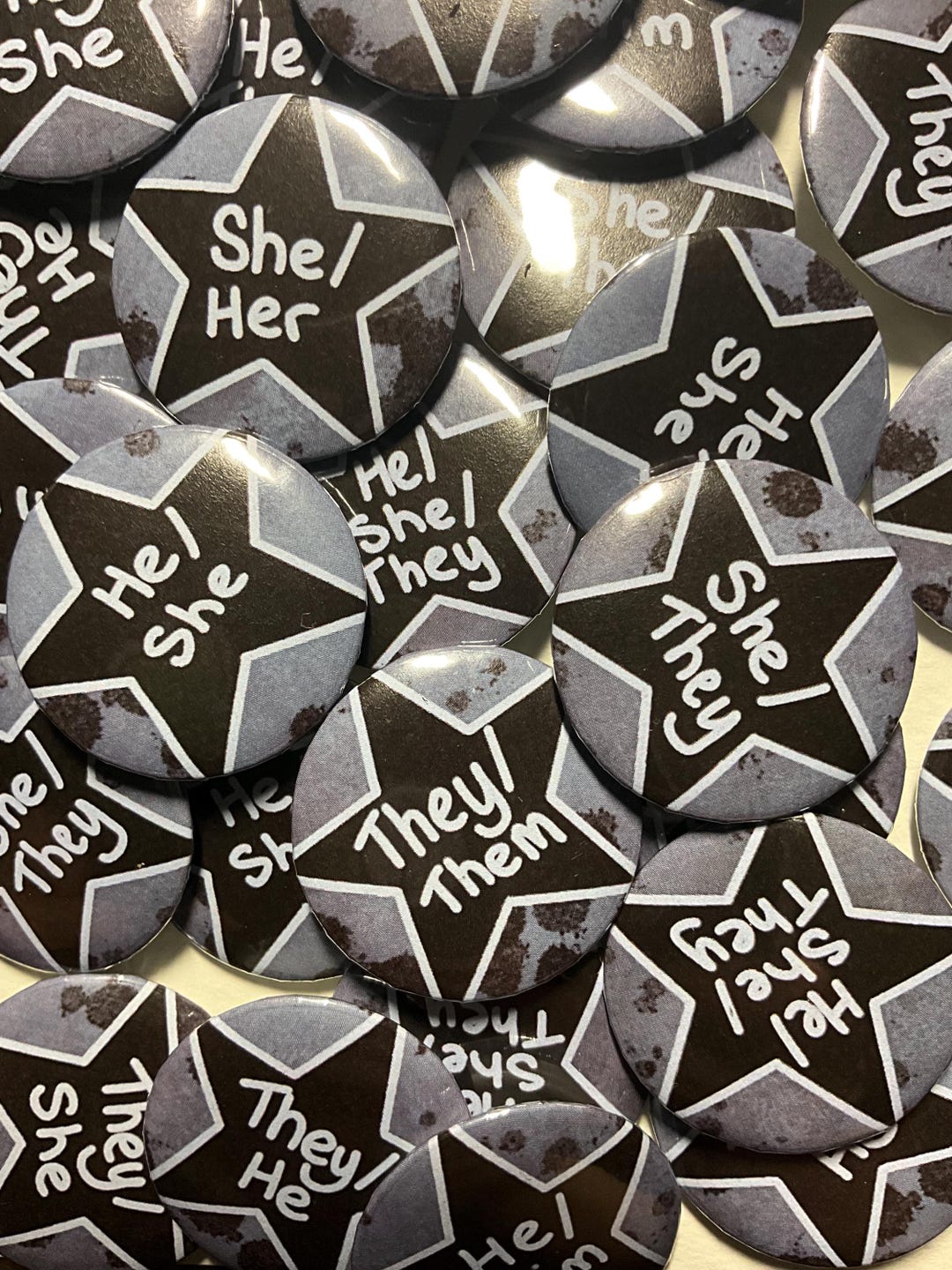 Handmade Pronoun Badges/pins (original Design) - Etsy