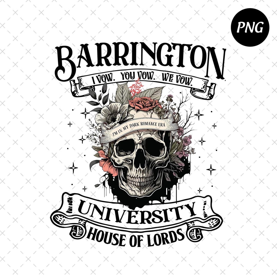 Dark Romance Skull Floral Png, Barrington University Design, Bookish ...