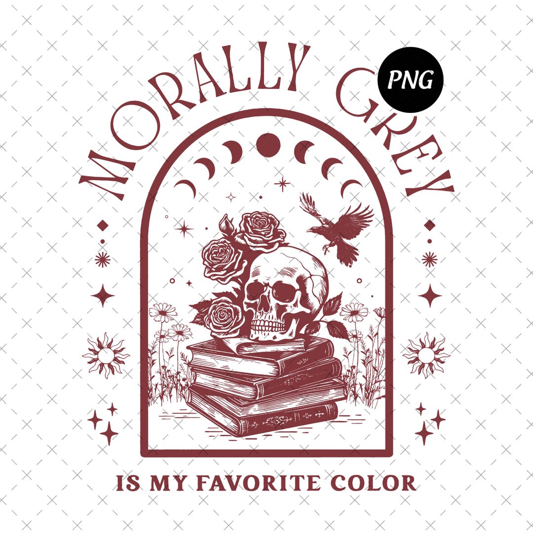 Morally Grey Bookworm Skull PNG, Dark Romance Design (digital Download ...