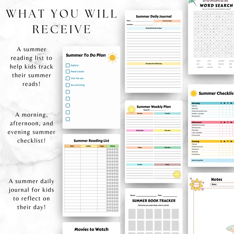 Kids Summer Planner | Printable Summer Journal for Kids | - Etsy