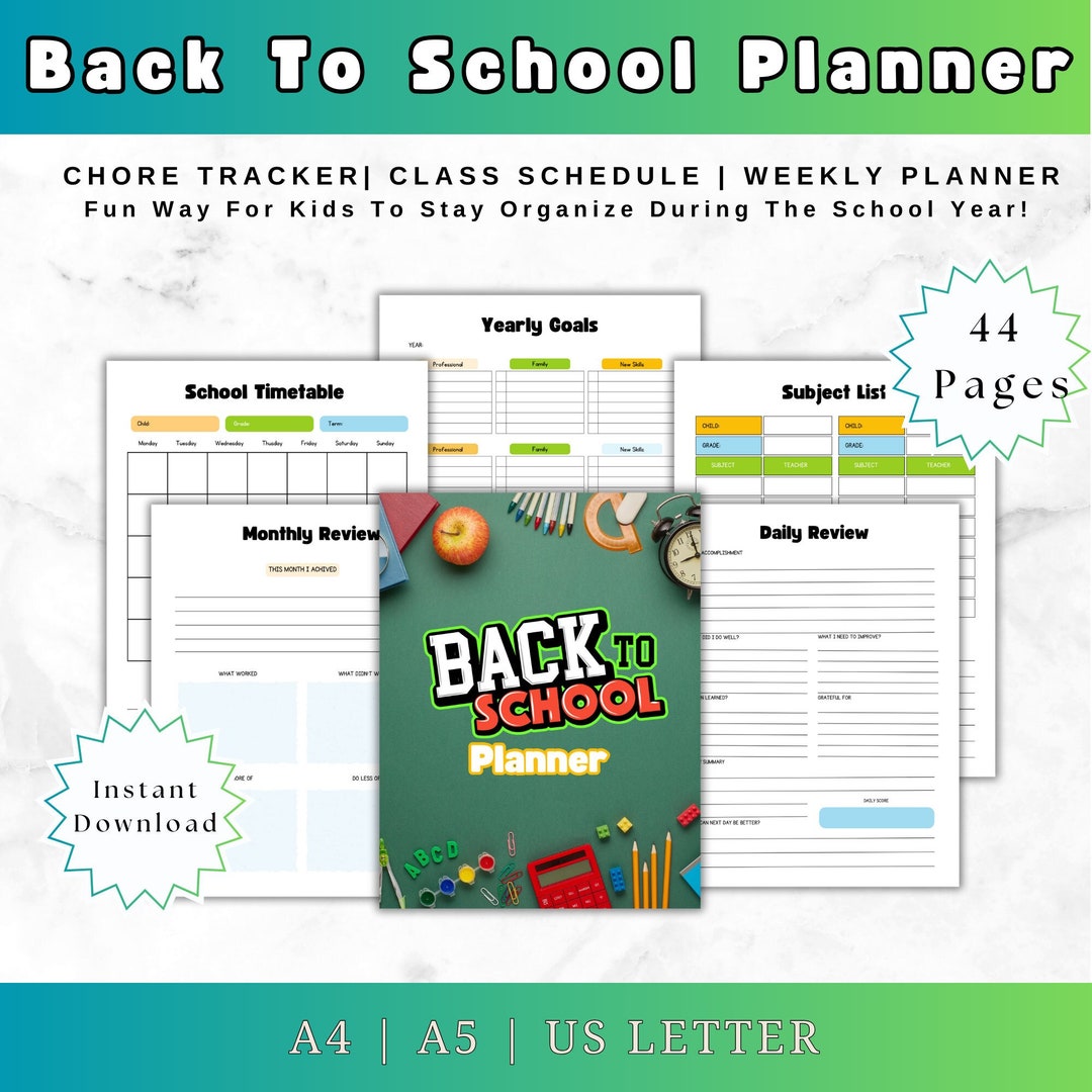 Back to School Planner Kids Back to School Planner Printable Journals ...