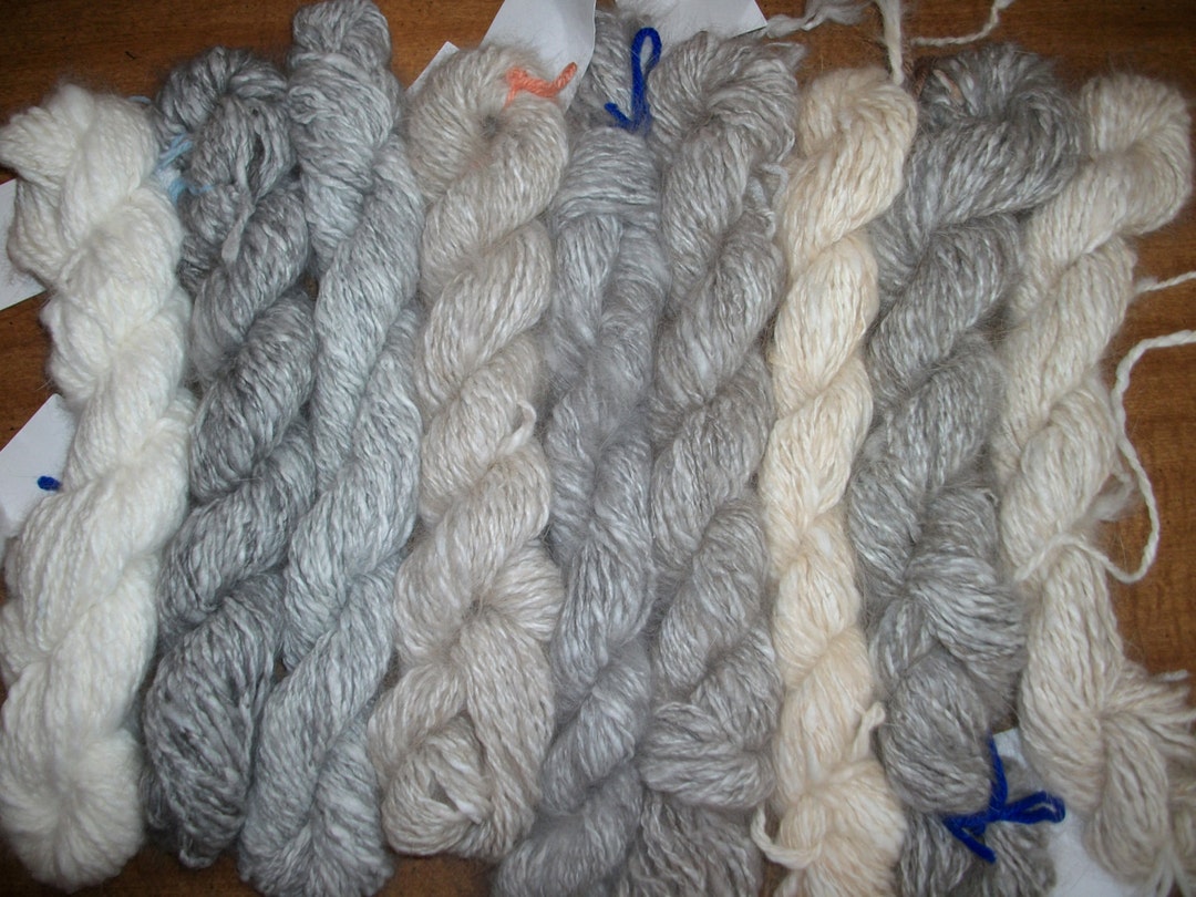 Handspun Angora Yarn: Natural White DK Weight, Soft Knitting (50 Yards) - Etsy