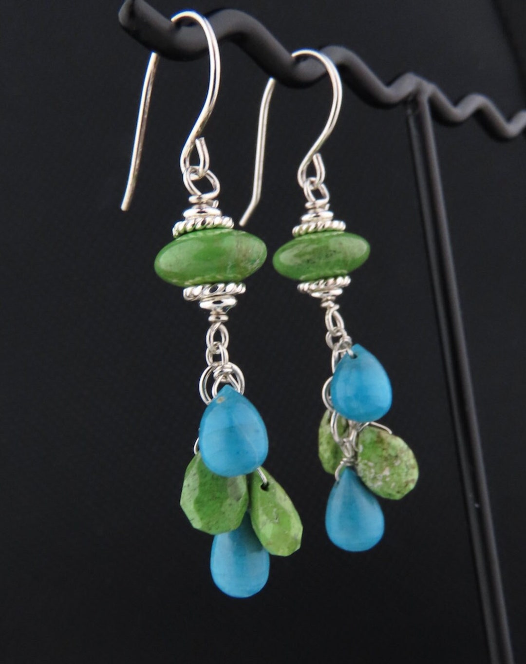 Rare Stone Blue Sleeping Beauty Turquoise Green Gaspeite Cluster Silver ...