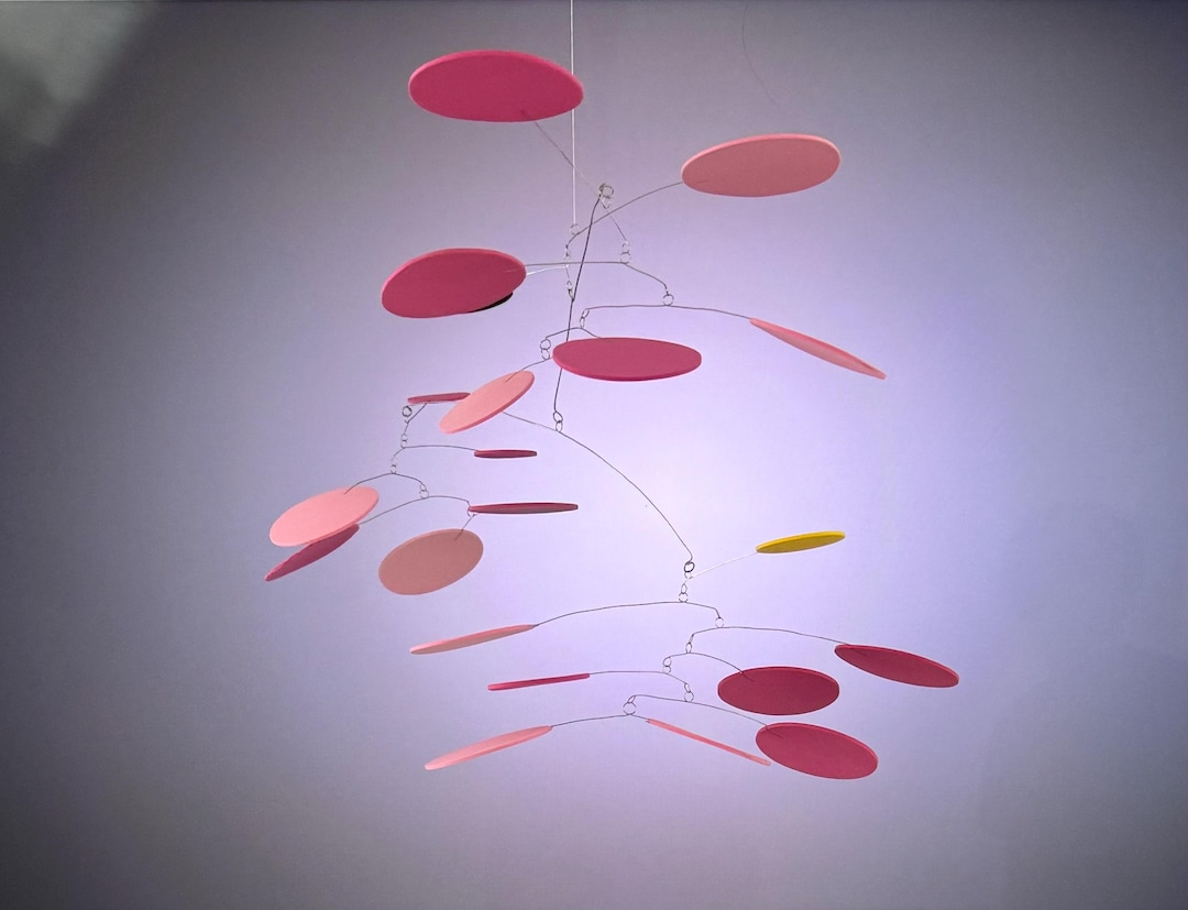 Modern Hanging Mobile Art Pink Circle Lightweight Kinetic Sculpture ...