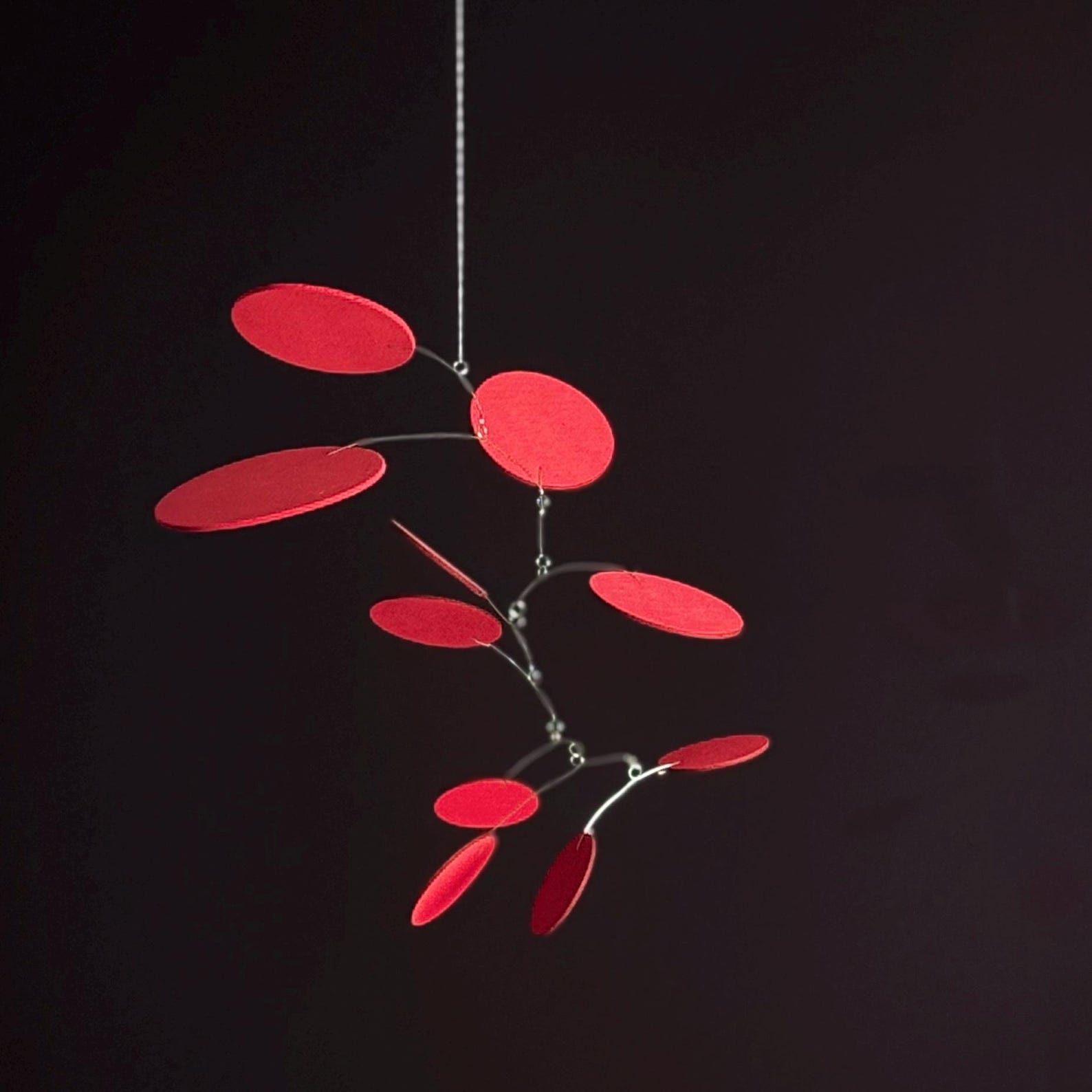 Modern Hanging Mobile Art Circle Red #2 Lightweight Kinetic Sculpture ...