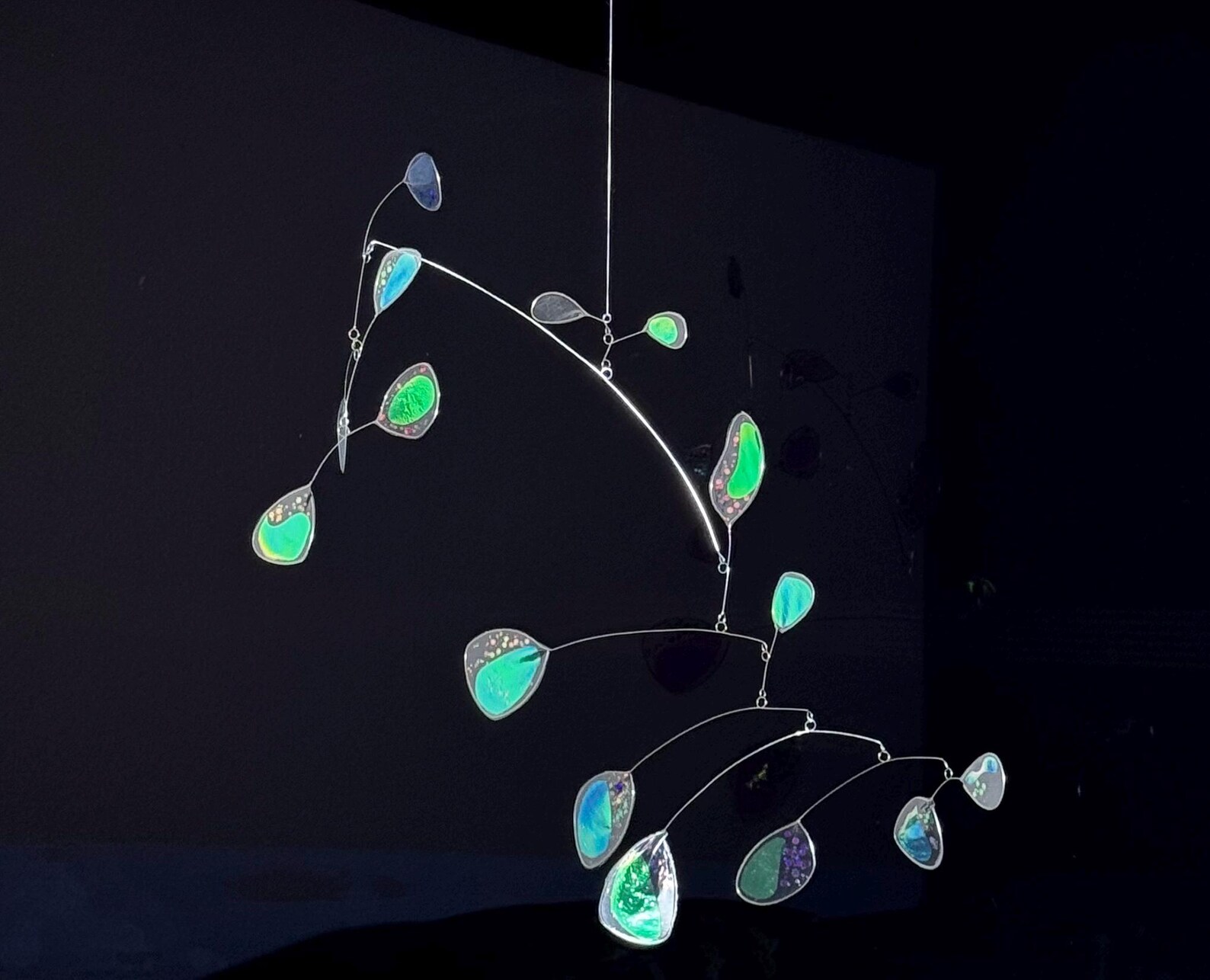Modern Hanging Mobile Art Translucent Iridescent Colorshifting Kinetic ...