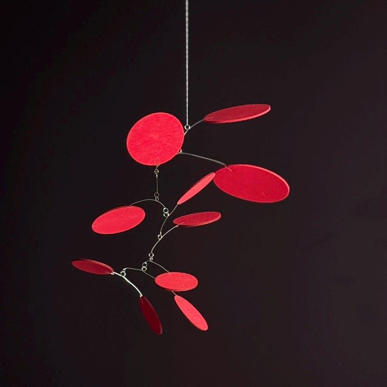 Modern Hanging Mobile Art Circle Red #2 Lightweight Kinetic Sculpture ...