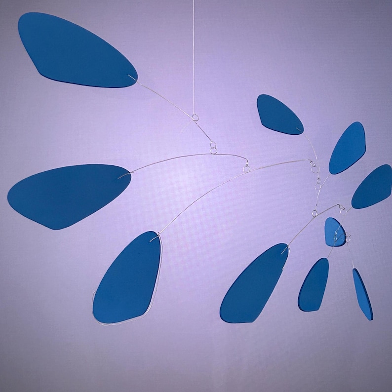Modern Hanging Mobile Art Blue Wings #3 Lightweight Kinetic Sculpture ...