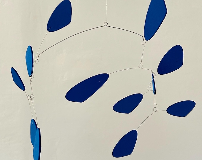 Modern Hanging Mobile Art Blue #4 Lightweight Kinetic Sculpture - Etsy