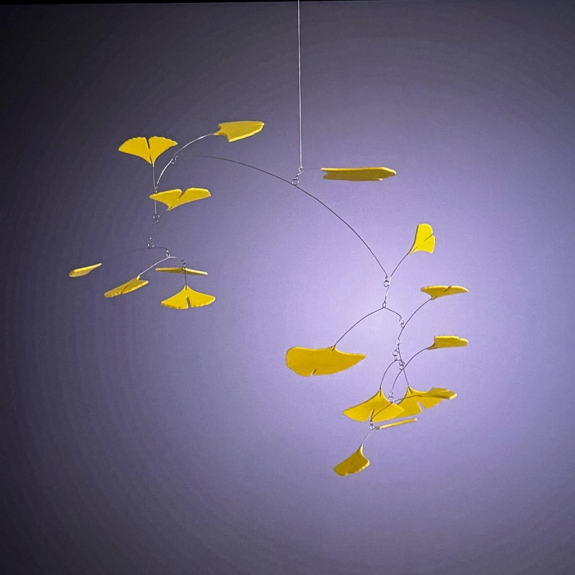 Modern Hanging Mobile Art Yellow Gingko Lightweight Kinetic Sculpture ...