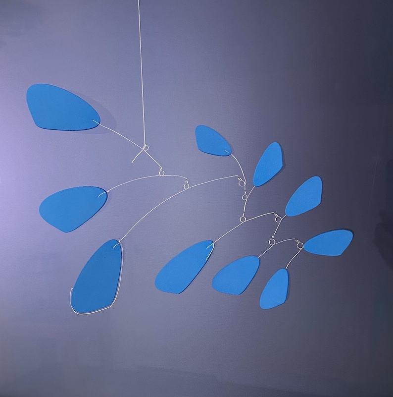 Modern Hanging Mobile Art Blue Wings #3 Lightweight Kinetic Sculpture ...