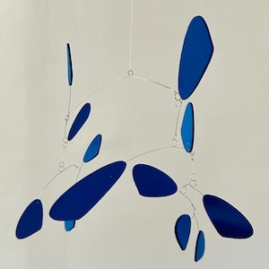 Modern Hanging Mobile Art Blue #4 Lightweight Kinetic Sculpture - Etsy