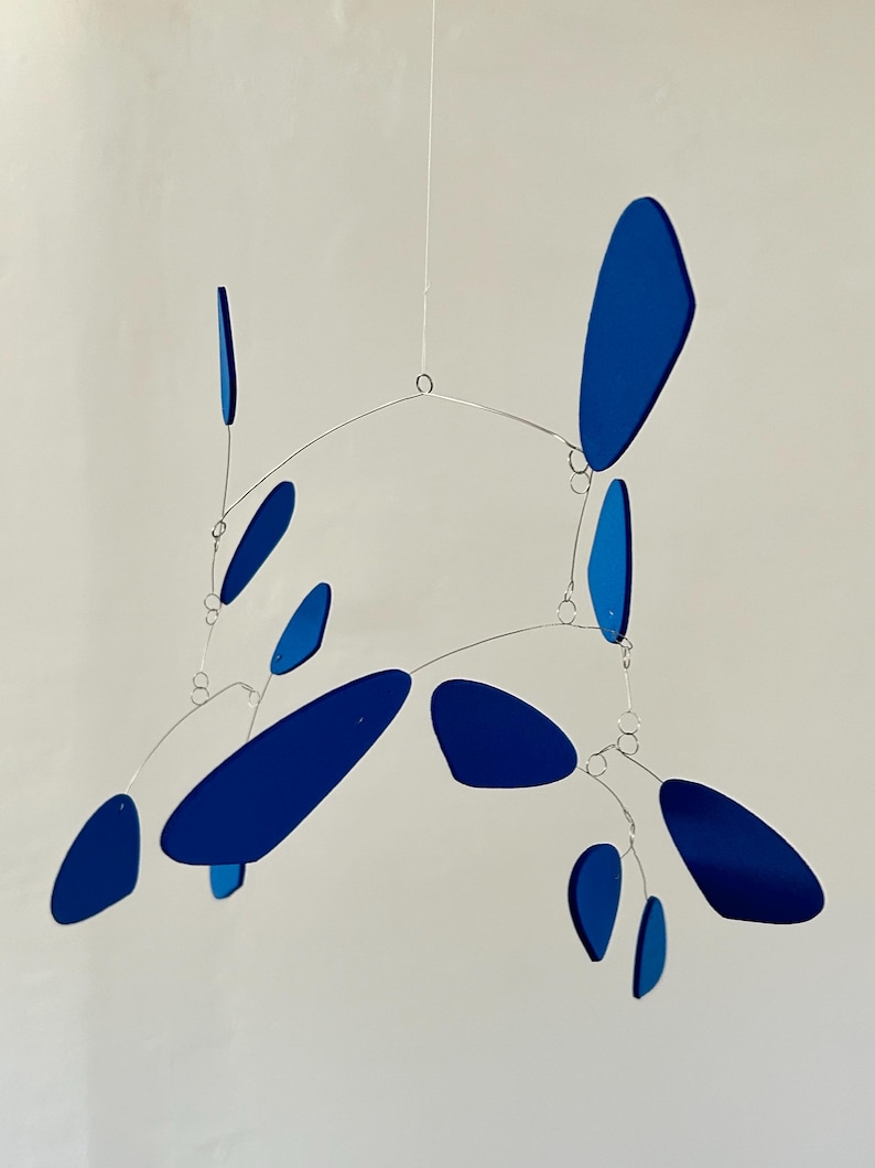 Modern Hanging Mobile Art Blue #4 Lightweight Kinetic Sculpture - Etsy