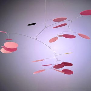 Modern Hanging Mobile Art Pink Circle Lightweight Kinetic Sculpture ...