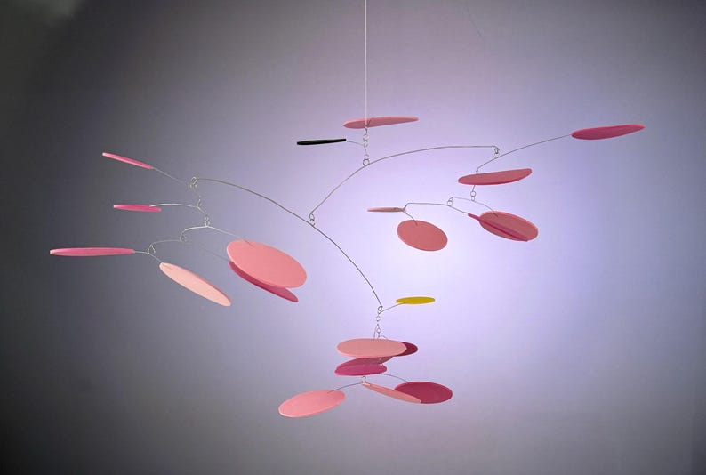 Modern Hanging Mobile Art Pink Circle Lightweight Kinetic Sculpture ...