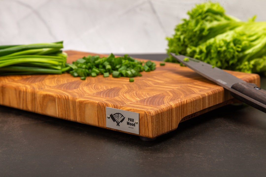 Oak End Grain Cutting Board, Square Meat Serving Board, Chef Chopping ...