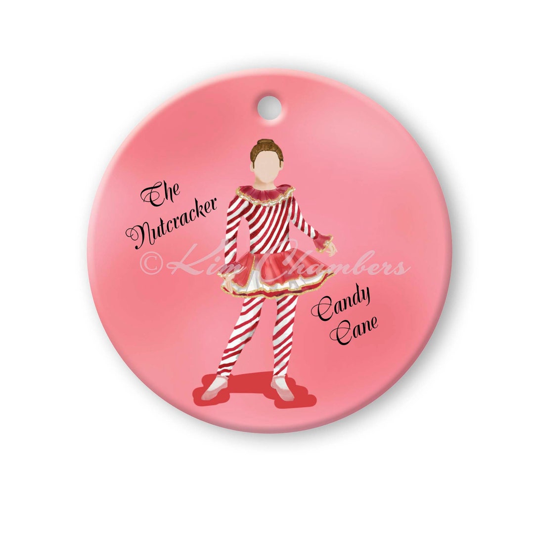 Candy Cane IX Candy Striped Round Porcelain Christmas Ornament ...