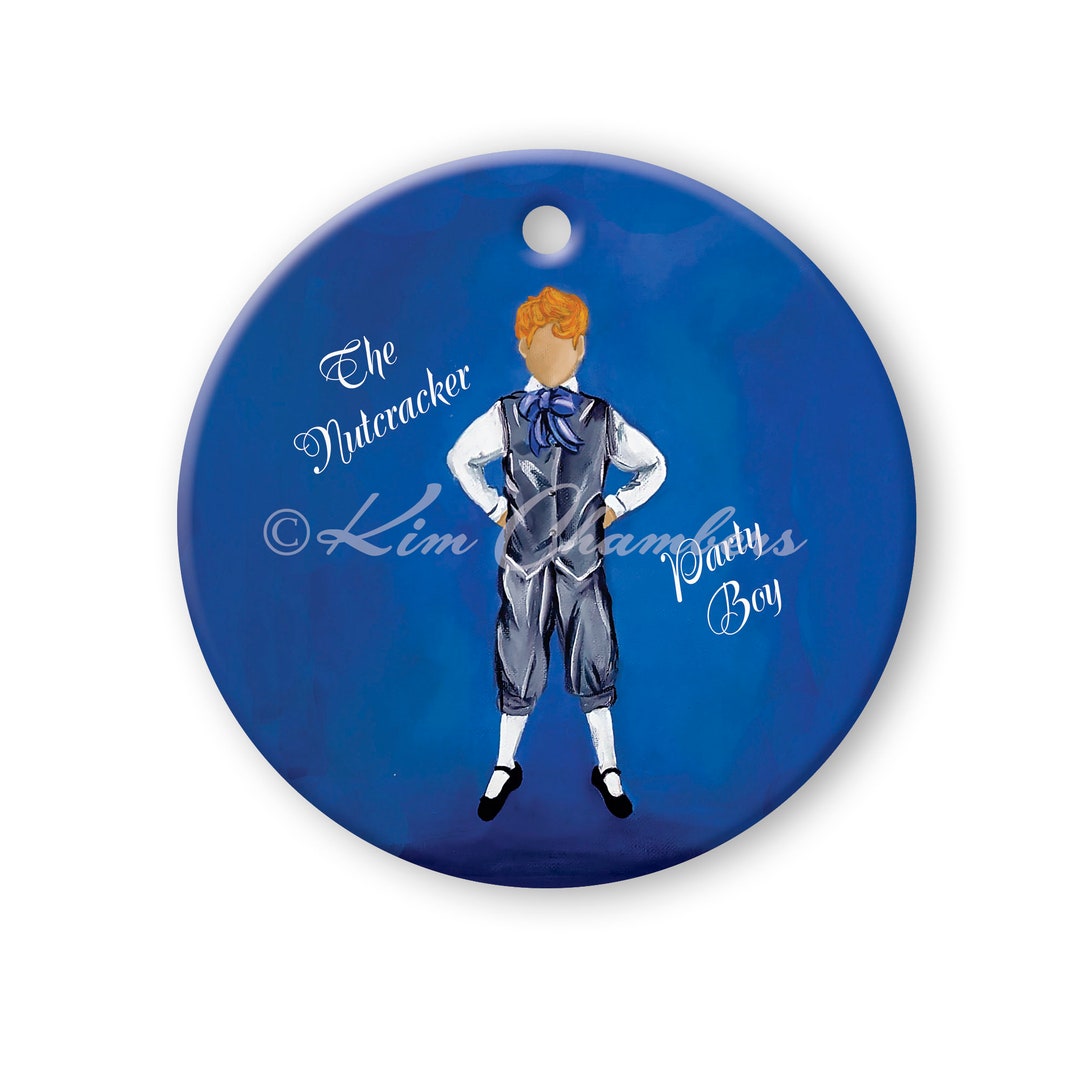 Party Boy I Blue Round Porcelain Ceramic Christmas Ornament tchaikovsky ...