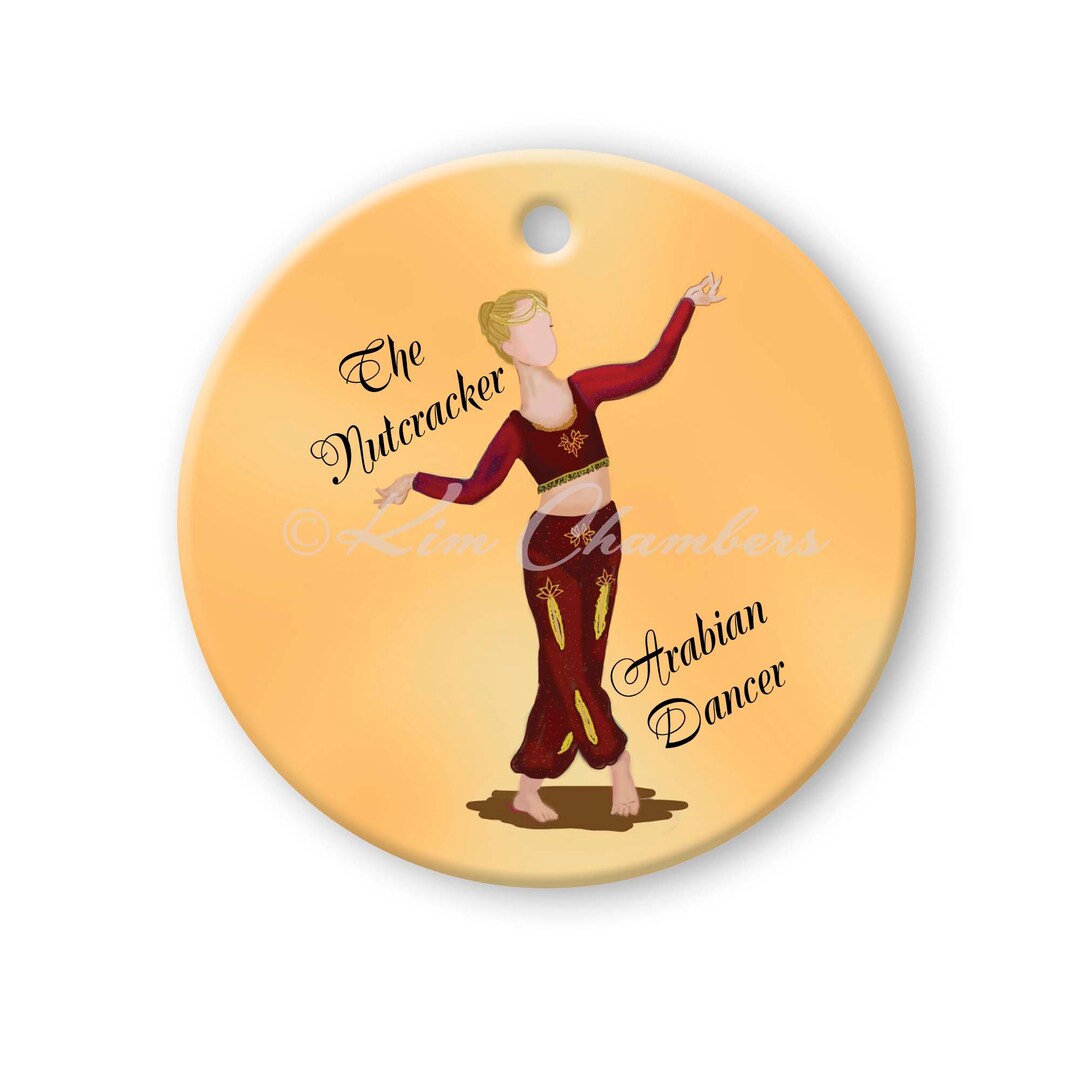 Arabian Dancer IV in Maroon and Gold Round Porcelain Ceramic Christmas ...