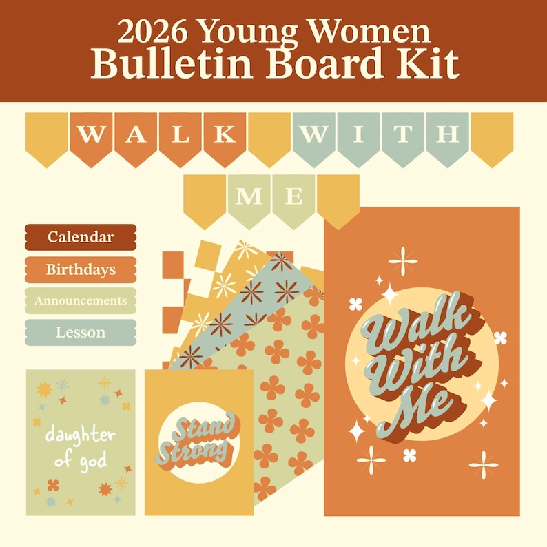 LDS Young Women Bulletin Board Kit | 2026 Youth Theme | Walk With Me ...