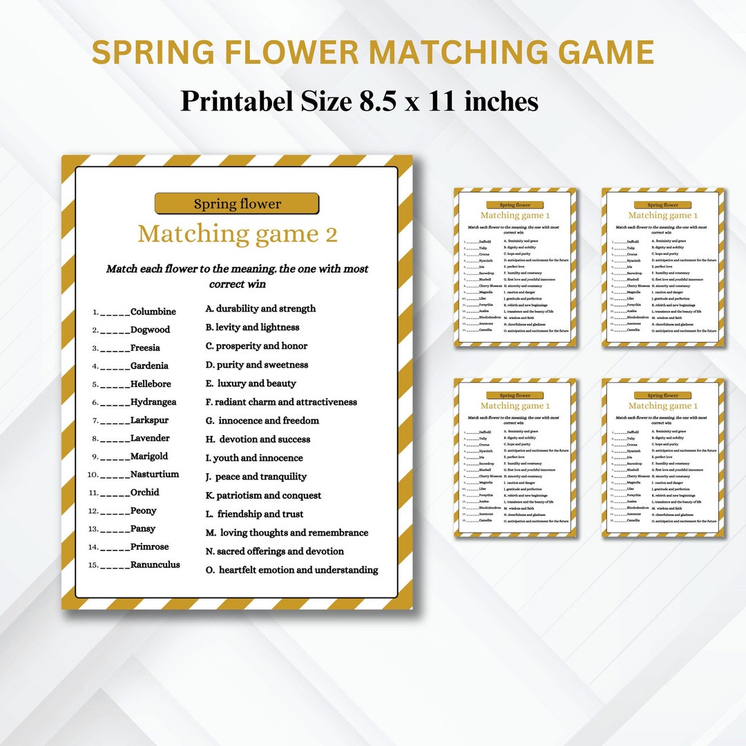 Spring Flower Matching Game Fun and Educational Floral Memory Game ...