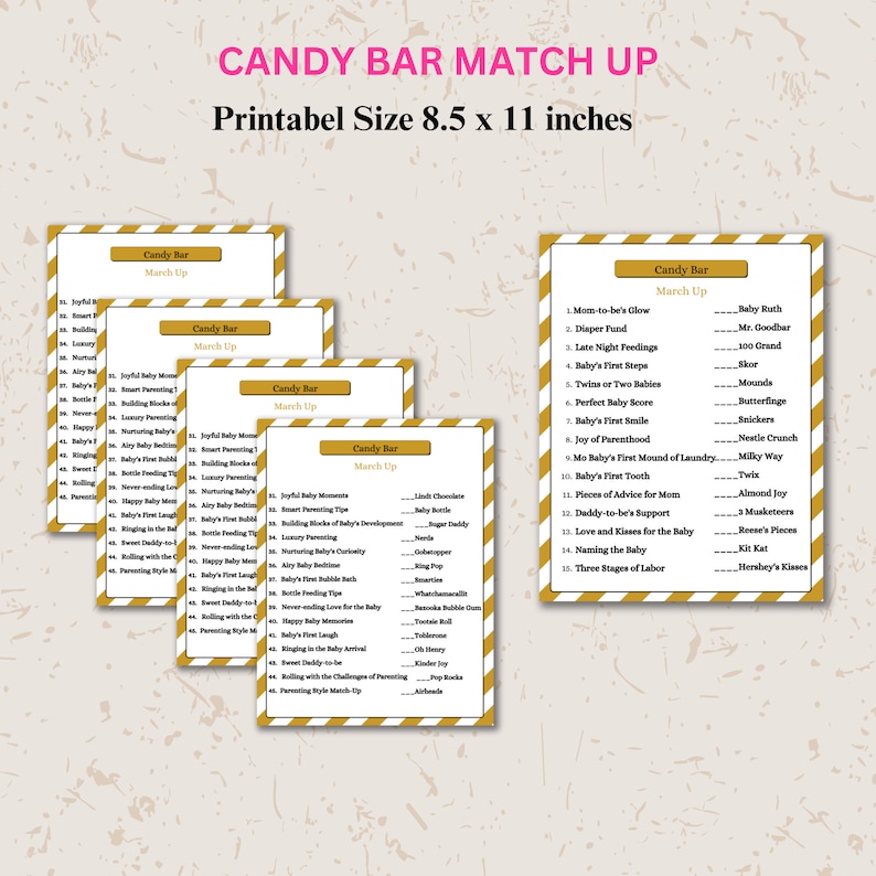 Candy Bar Matchup Game Sweet and Entertaining Matching Game for Candy ...