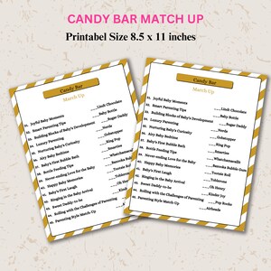 Candy Bar Matchup Game Sweet and Entertaining Matching Game for Candy ...