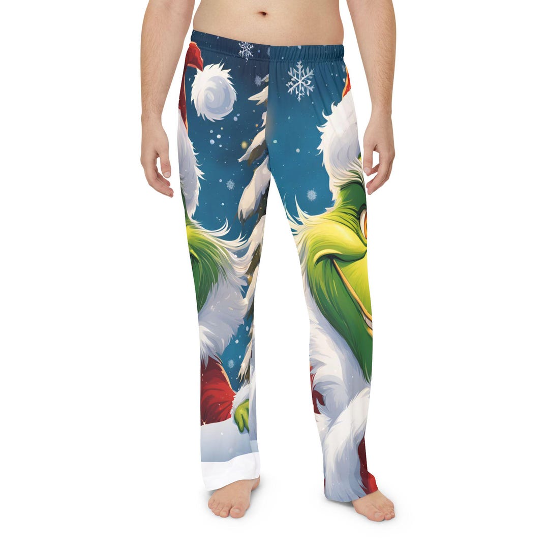 Grinch Smiling Pajama Pants Cozy Lounge Wear for Him Casual Sleepwear ...