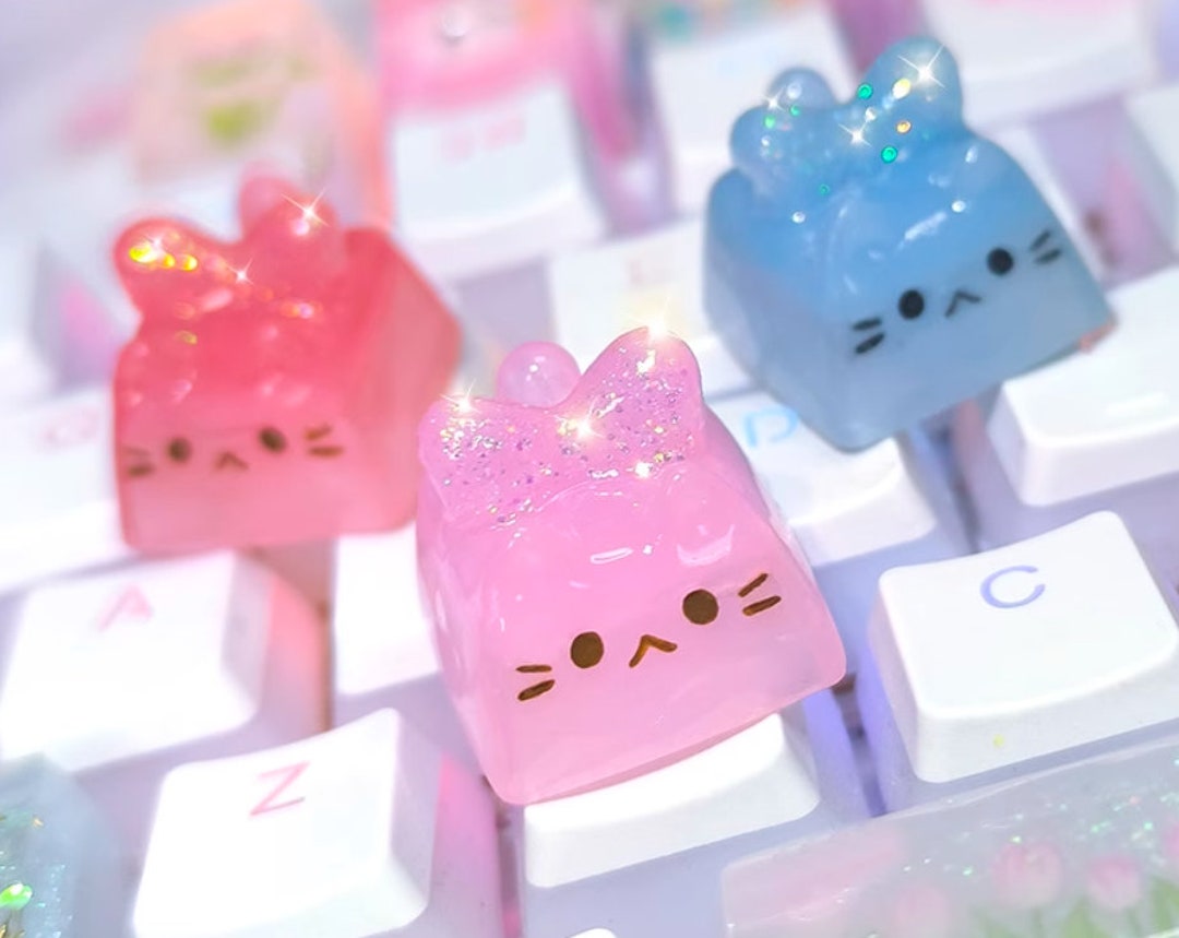 Shiny Sparkly Cat Artisan Keycap Cute Keycaps Cherry MX Mechanical ...