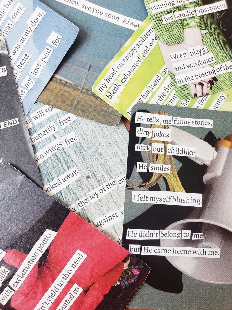 Un poema de collage de cartas coleccionables de un artista de - Etsy México