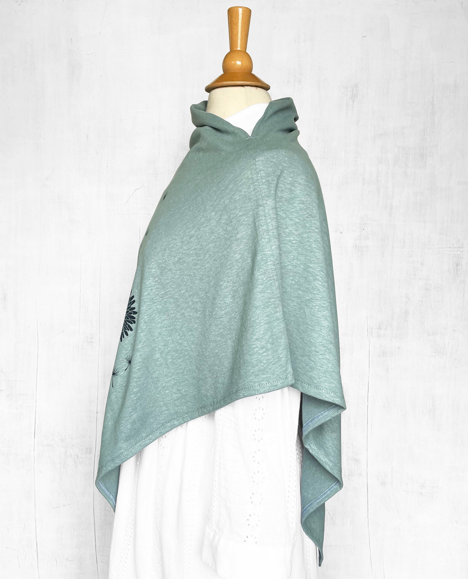Lightweight Poncho for Women, Dandelion Printed Poncho, Organic Cotton ...