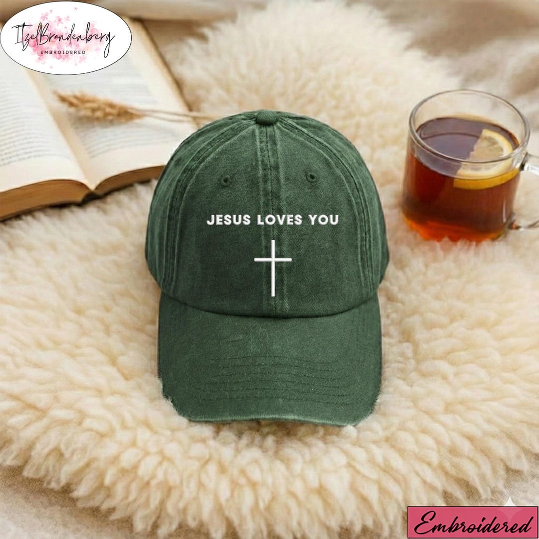 Embroidered Jesus Loves You Hat, Christian Cross Baseball Cap ...