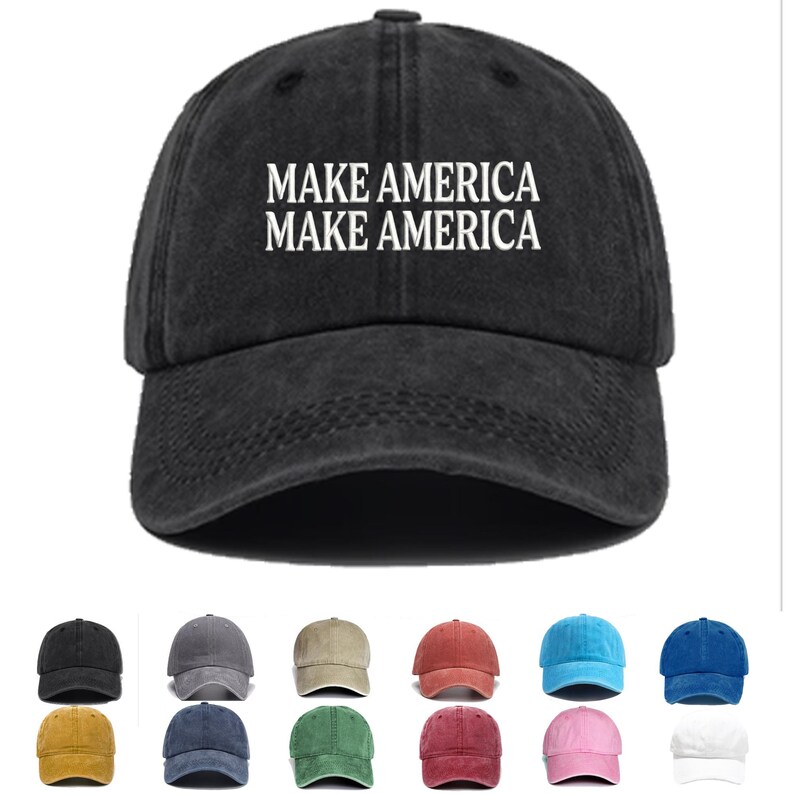Embroidered Make America Hat, Make America Repeated Text Cap ...
