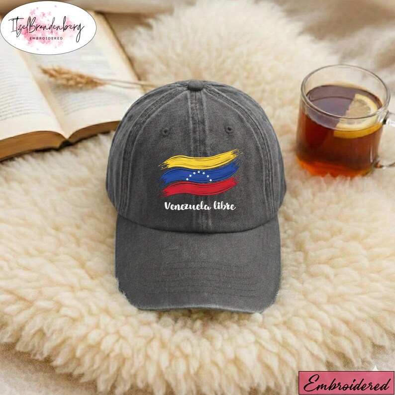 Embroidered Venezuela Libre Hat, Venezuelan Flag Brush Stroke Cap ...
