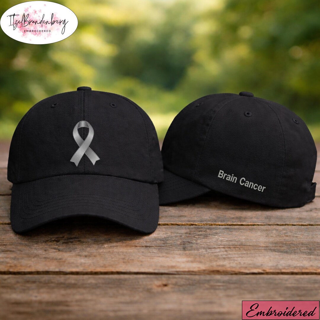 Brain Cancer Awareness Hat, Grey Ribbon Embroidered Cap, Brain Tumor ...