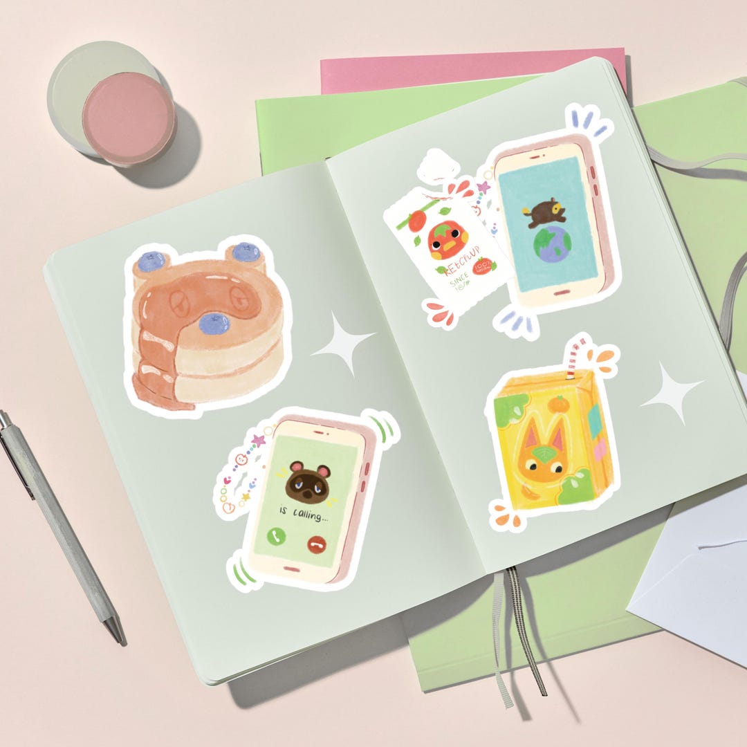Animal Crossing Sticker Set, 5 Aesthetic Stickers for Journals ...