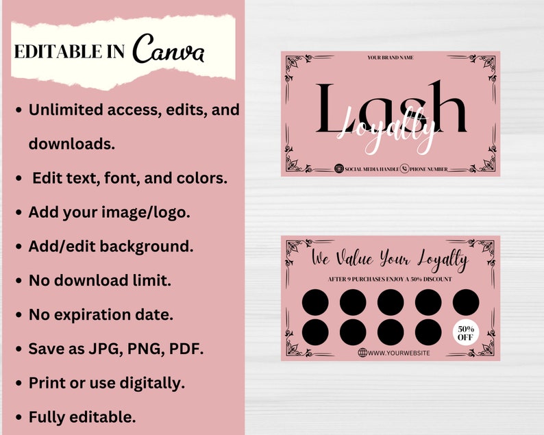 Lash Loyalty Card/editable - Etsy